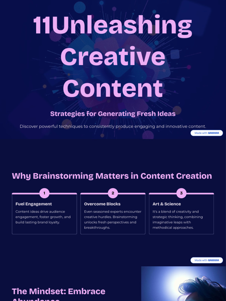 Creative Content Strategies Unleashed | PDF | Brainstorming | Creativity