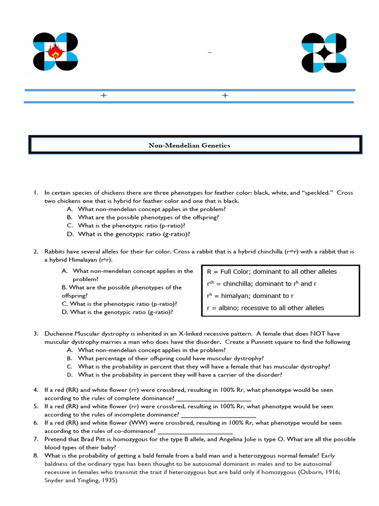 Worksheet on Non Mendelian Genetics_ AA 2 | PDF | Dominance (Genetics ...