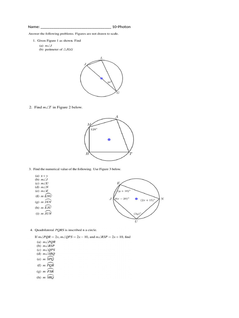 Online Quiz on Inscribed Polygon | PDF