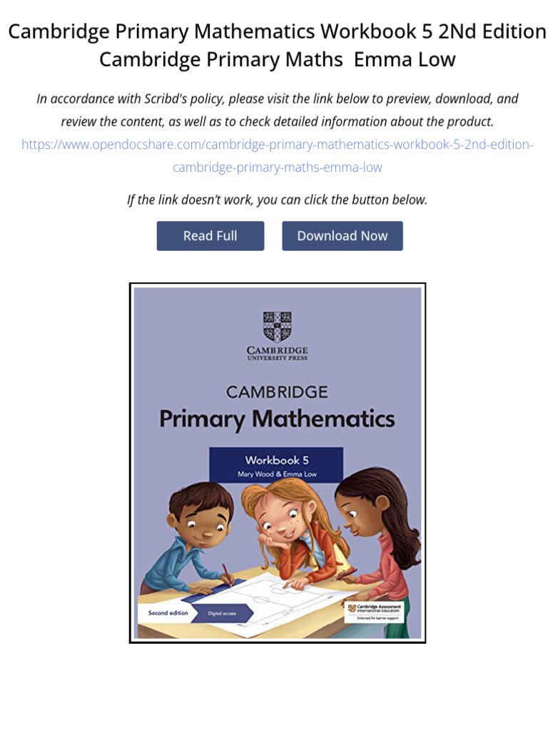 Cambridge Primary Mathematics Workbook 5 2nd Edition Cambridge Primary Maths Emma Low | PDF ...
