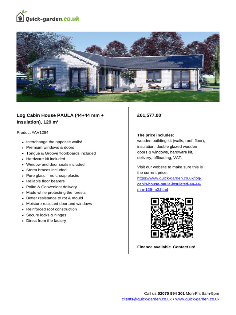 Log-Cabin-House-PAULA-44-44-mm-Insulation-129-m2 | PDF | Door ...
