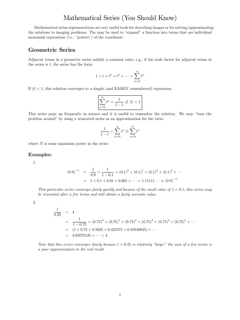 Essential Mathematical Series Explained | PDF | Exponential Function ...