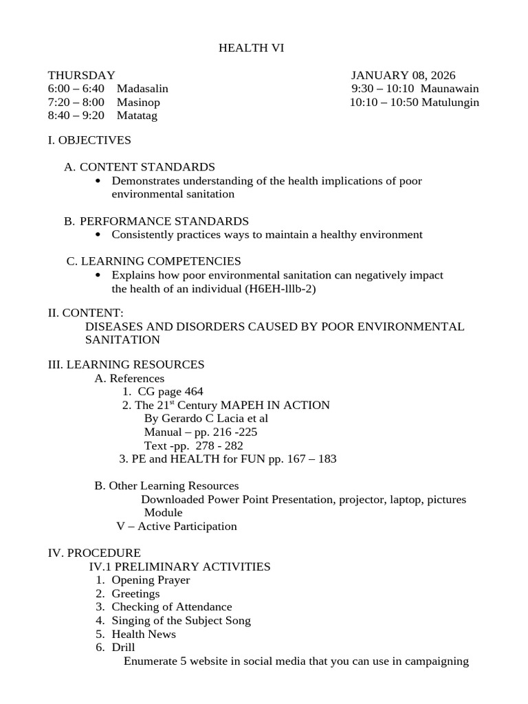 Environmental Sanitation and Health Risks | PDF