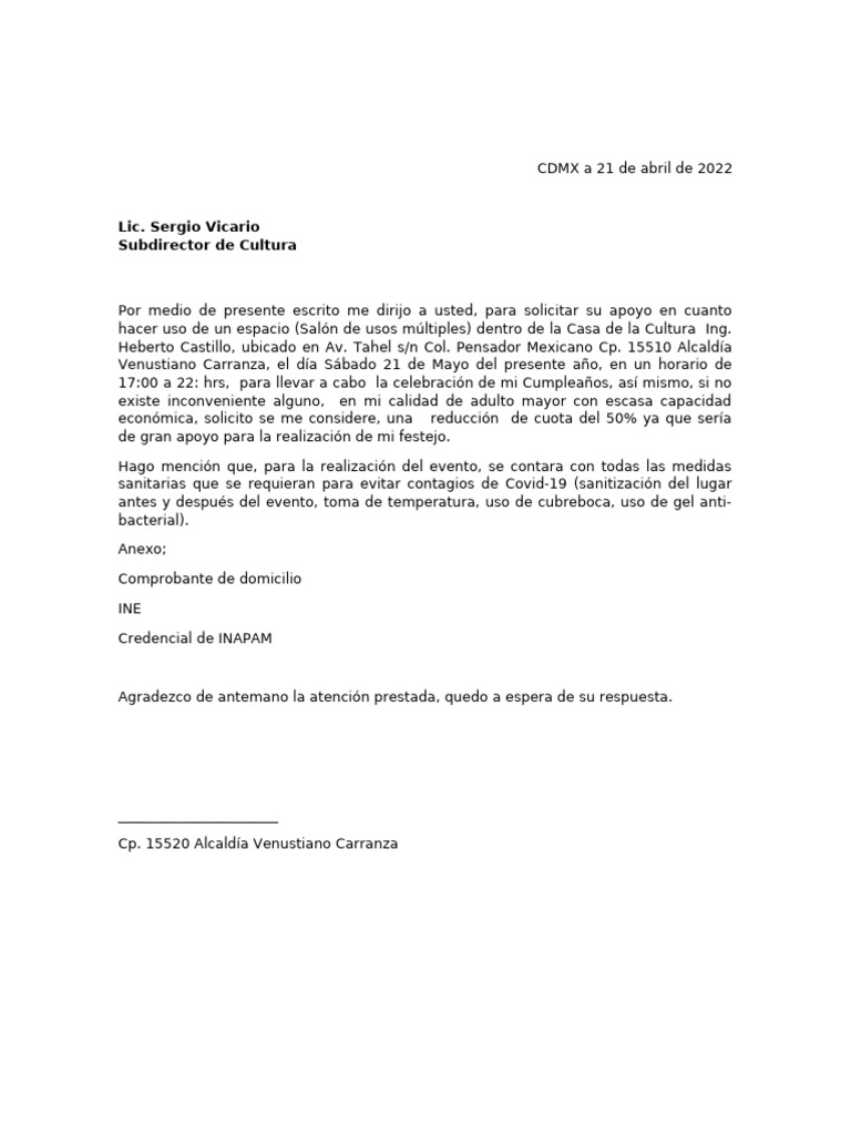 Peticion de Espacio c.c. Heberto Castillo | PDF