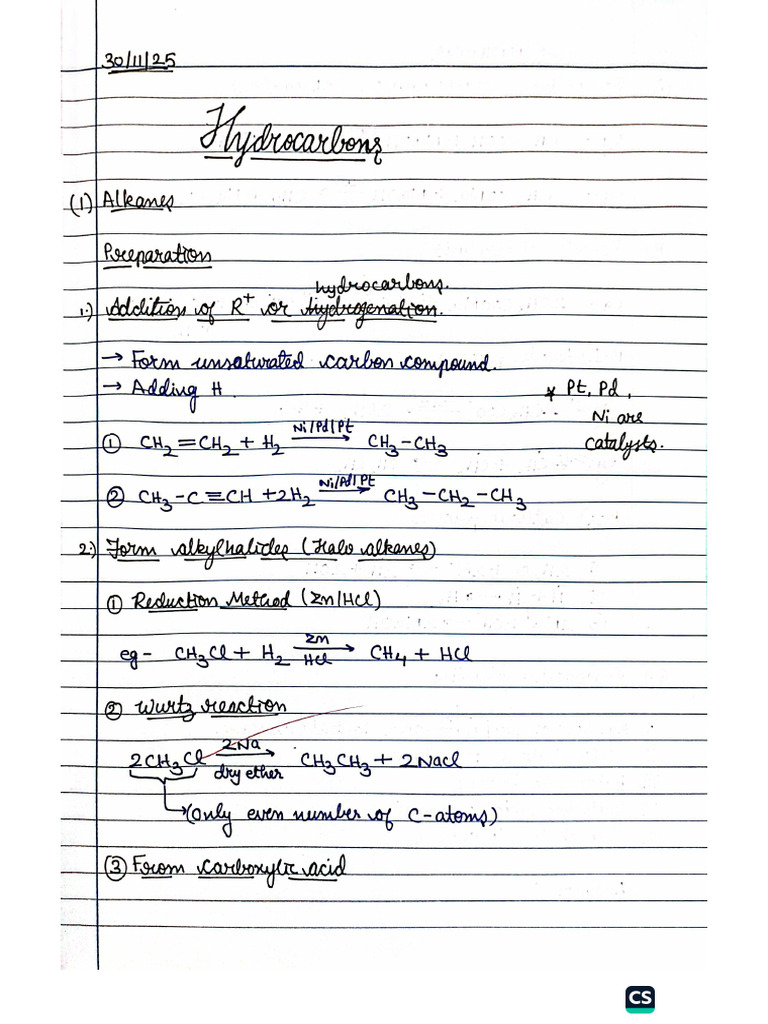 Hydrocarbons PDF Notes Class | PDF