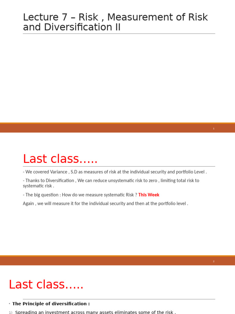 Lecture 7 – Risk , Measurement of Risk (1) (5) (5) | PDF | Capital ...