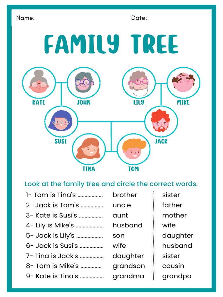 Family Tree Vocabulary Exercise | PDF
