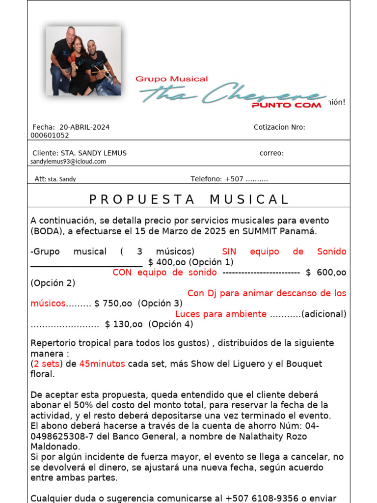 Propuesta Marzo 2025 Sandy | PDF