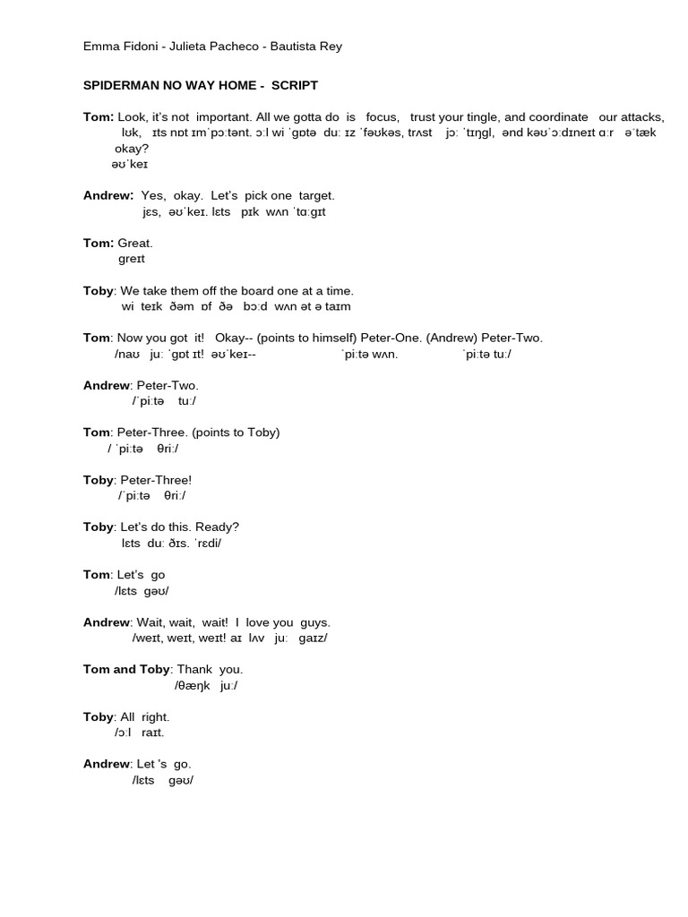 Spider-Man No Way Home Script Excerpt | PDF