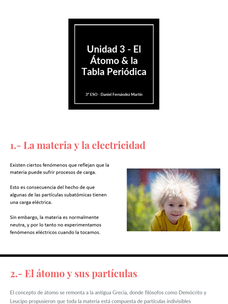 Átomo y Tabla Periódica: 3º ESO | PDF | Átomos | Núcleo atómico