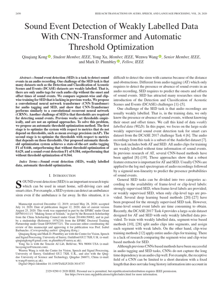 Sound Event Detection with CNN-Transformer | PDF | Learning | Algorithms