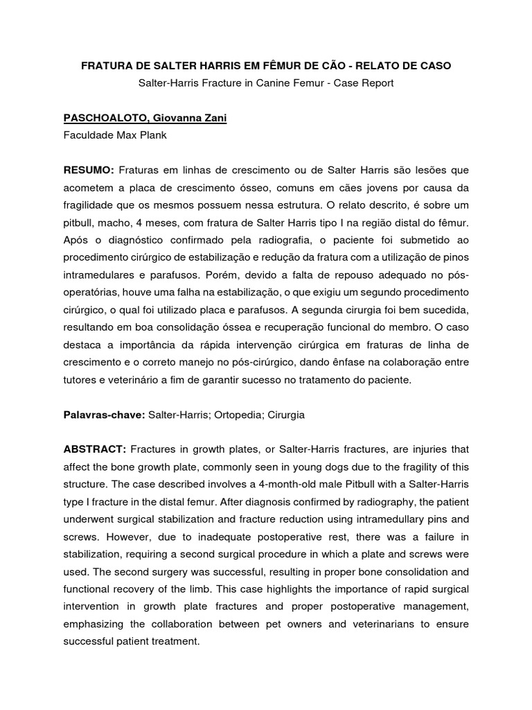 Fratura de Salter Harris - Relato de caso | PDF | Osso | Sistema ...