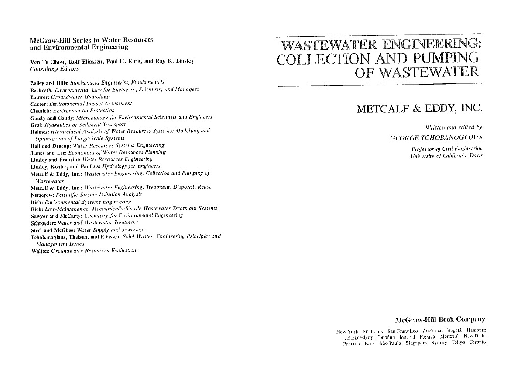 Collection and Pumping of Wastewater - Metcalf & Eddy | PDF