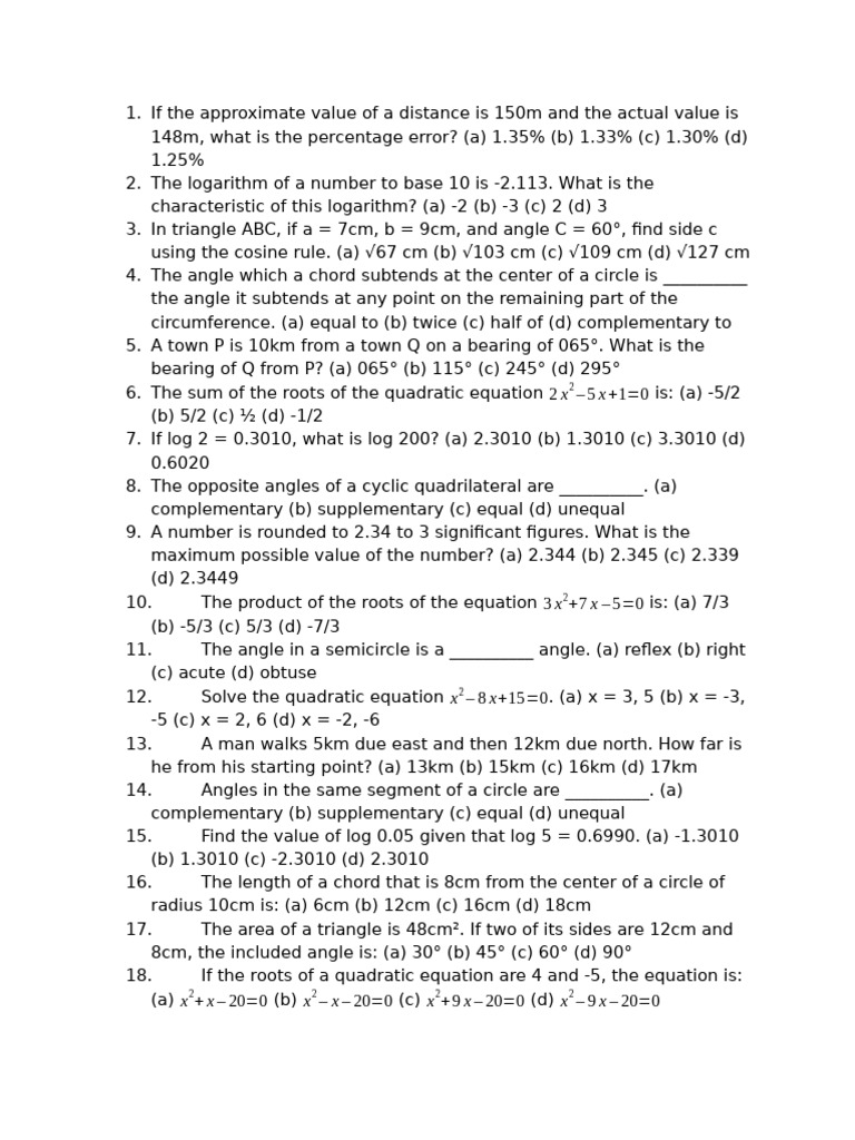 SS2 MATHEMATICS | PDF | Circle | Angle