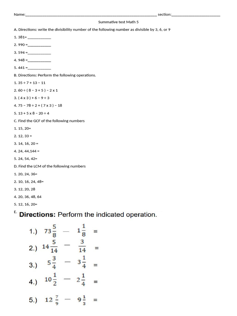 Math 5 Summative | PDF