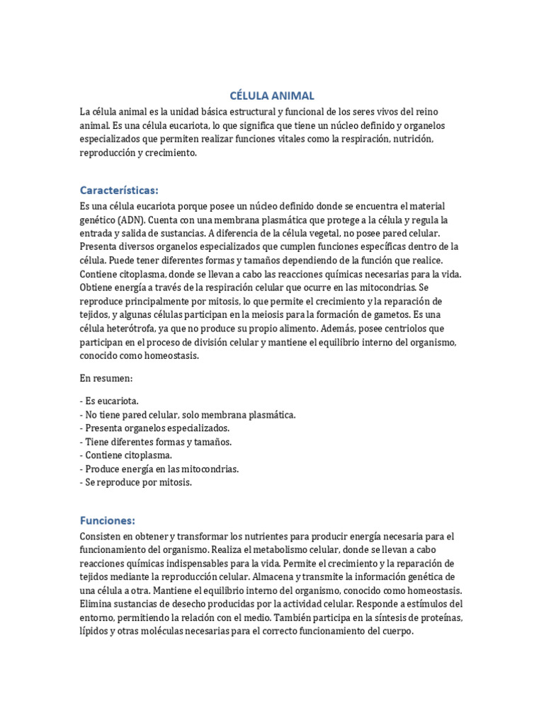 Celula Animal APA Tabla-22 | PDF | Biología Celular) | Citoplasma