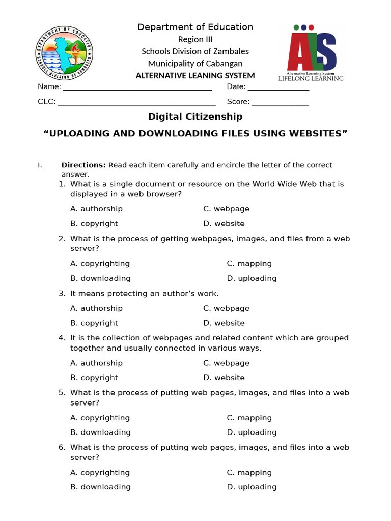 Digital Citizenship: File Management Quiz | PDF | Download | Web Page