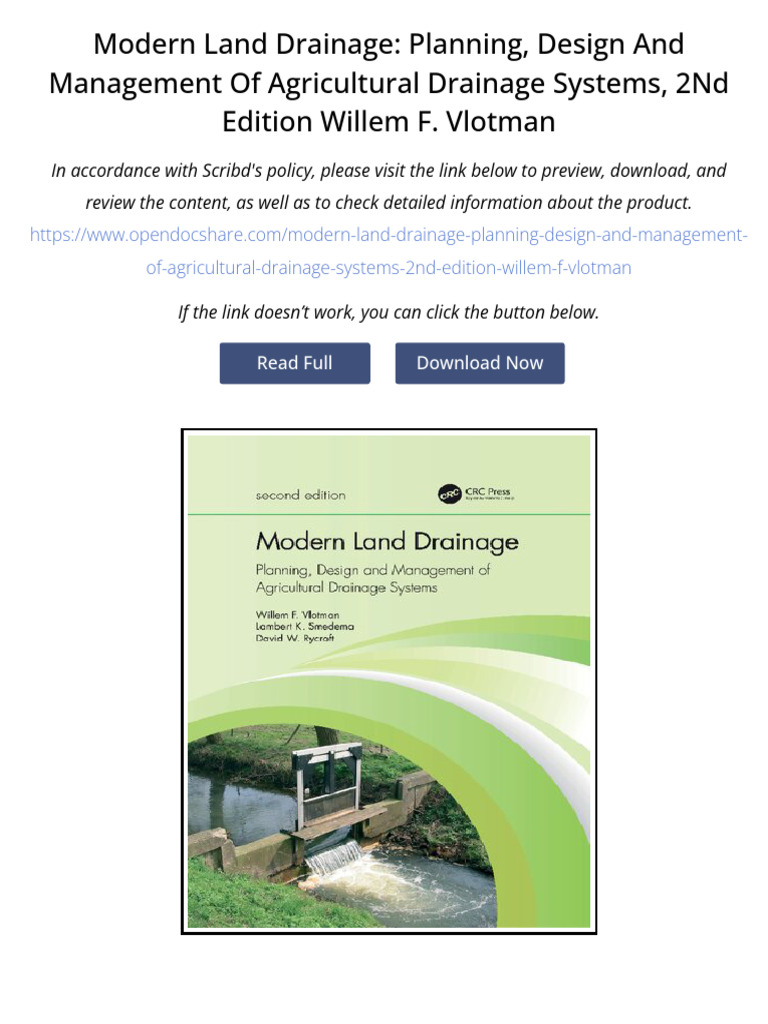 Modern Land Drainage: Planning, Design and Management of Agricultural ...