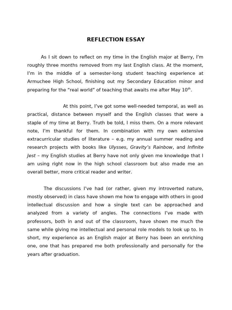 Reflection on English Major Experience | PDF | Poetry | Essays