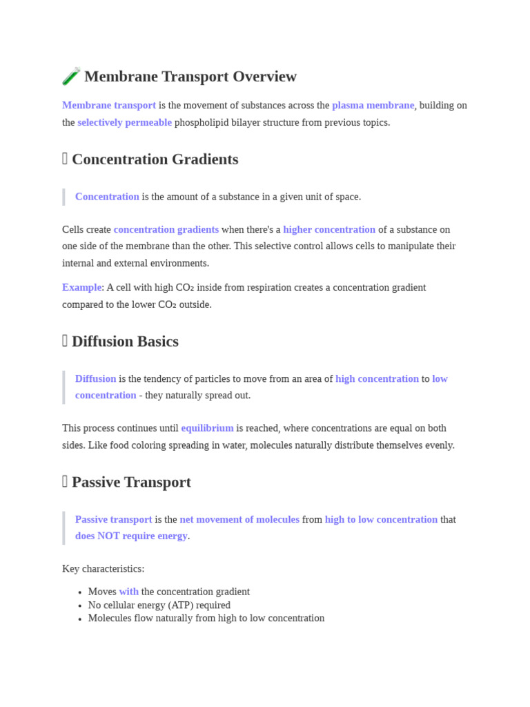 2.5 Membrane Transport - AP Biology (Updated 2025-2026) | PDF | Cell ...