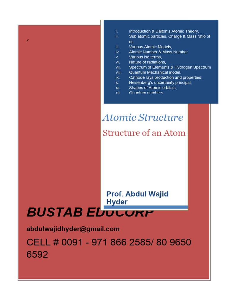 Atomic Structure - Advance Level | PDF | Electromagnetic Radiation ...