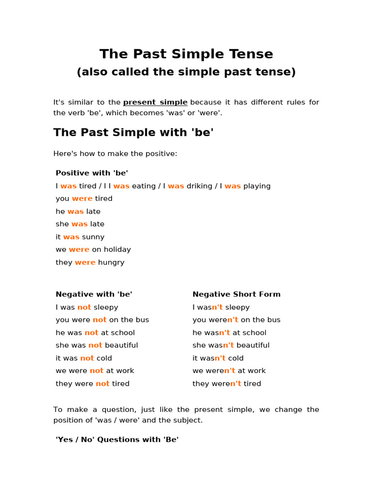 Understanding the Past Simple Tense | PDF