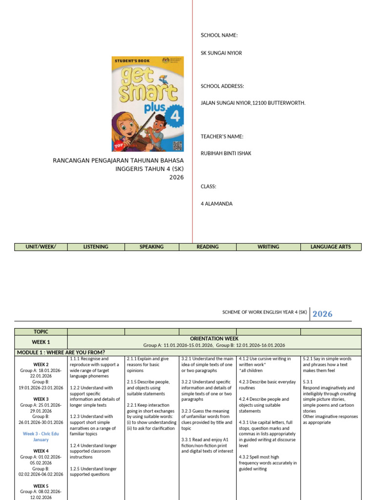 English Year 4 Scheme of Work 2026 | PDF | English Language | Writing