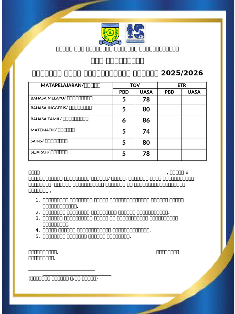 penetapan target sijil Thn6 | PDF