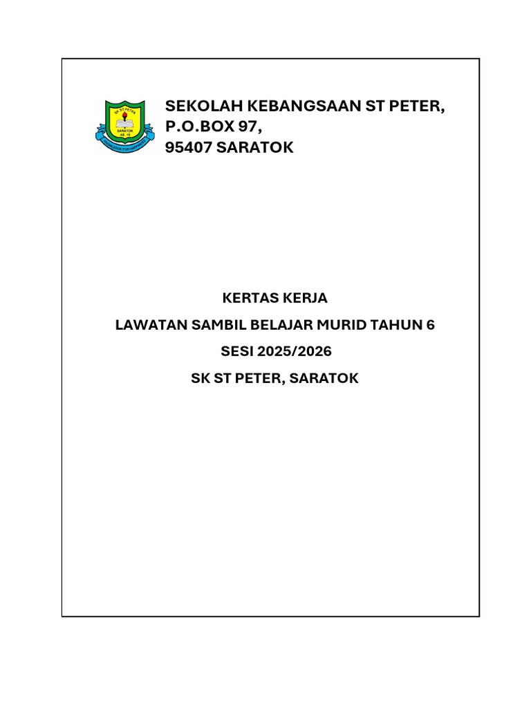Kertas Kerja Lawatan Sk St Peter | PDF