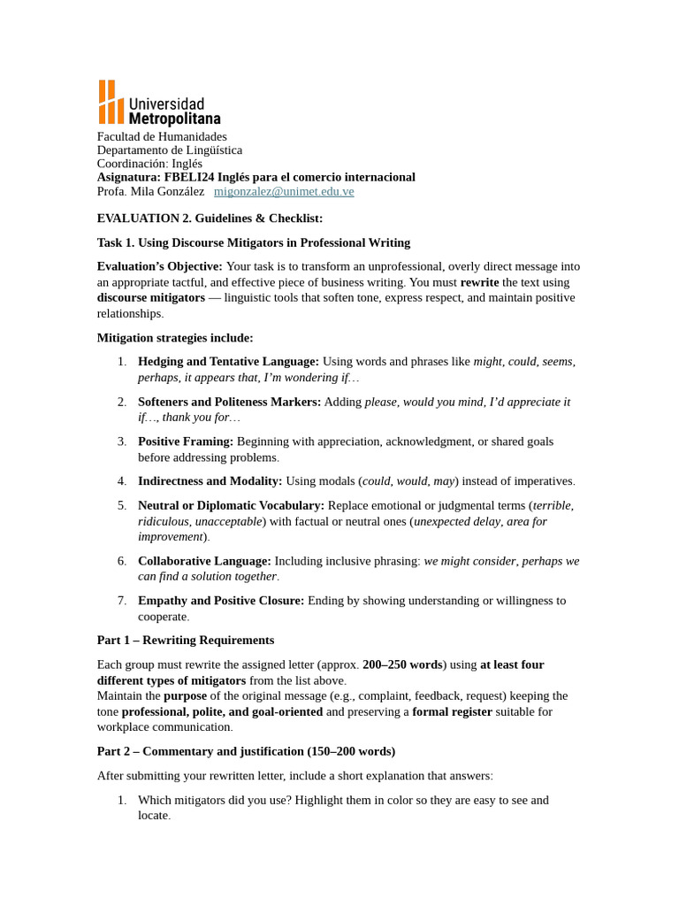 Guidelines for Professional Writing Mitigation | PDF | Communication ...