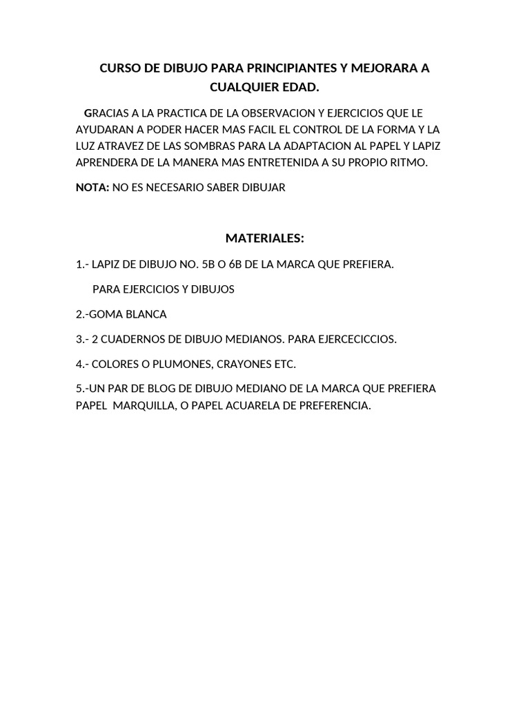 Curso de Dibujo para Principiantes | PDF