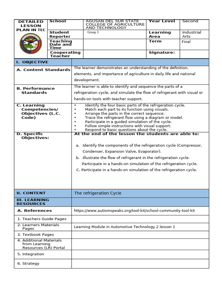4Es-Model-of-Lesson-Plan-Sample-2 | PDF | Air Conditioning | Refrigeration