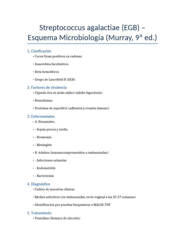 Streptococcus Agalactiae Esquema Murray | PDF