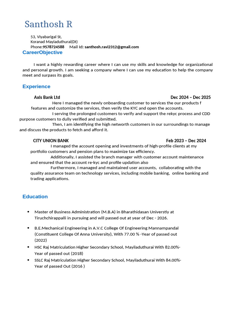 Santhosh Resume (1) | PDF