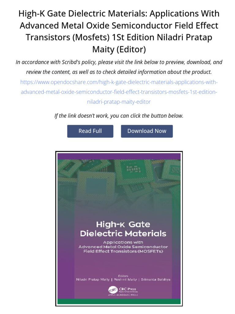 High-k Gate Dielectric Materials: Applications with Advanced Metal ...