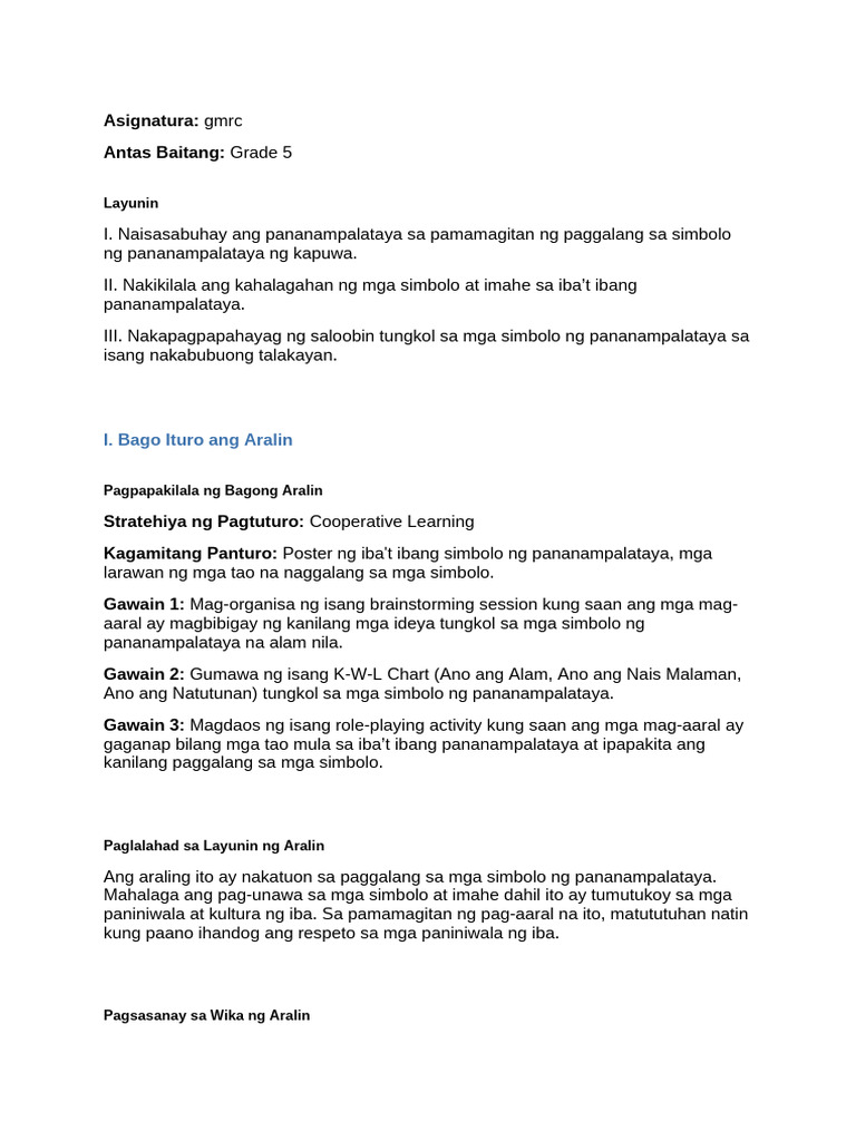 Lesson Plan GMRC | PDF