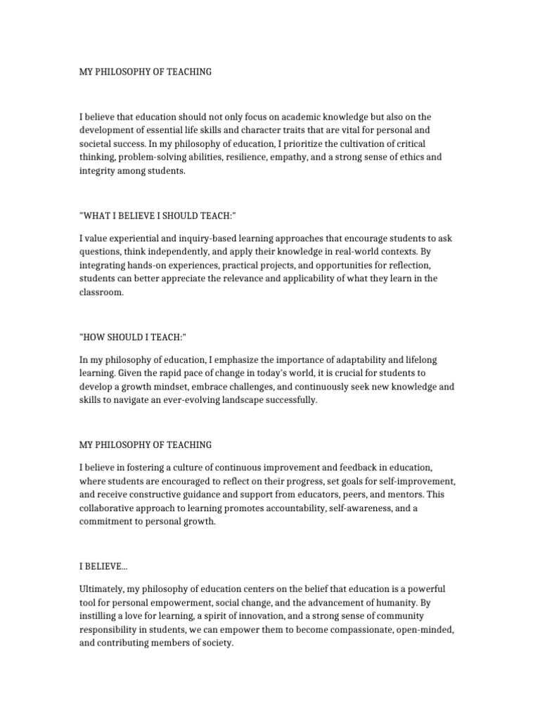 Teaching Philosophy: Empowering Students | PDF