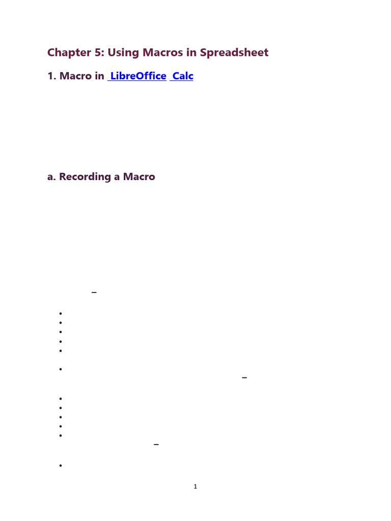 Chapter 5 Using Macros in Spreadsheet | PDF | Macro (Computer Science) | Spreadsheet