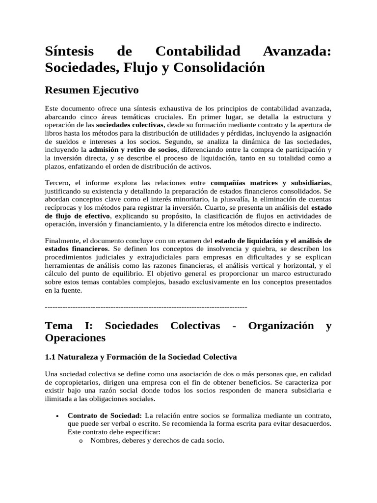 Contabilidad Avanzada: Sociedades y Flujos | PDF | Inversiones ...