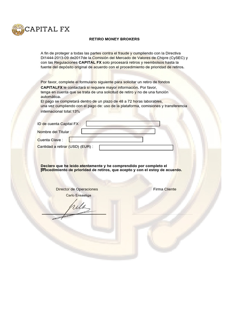 Carta Retiro Capital Fx | PDF
