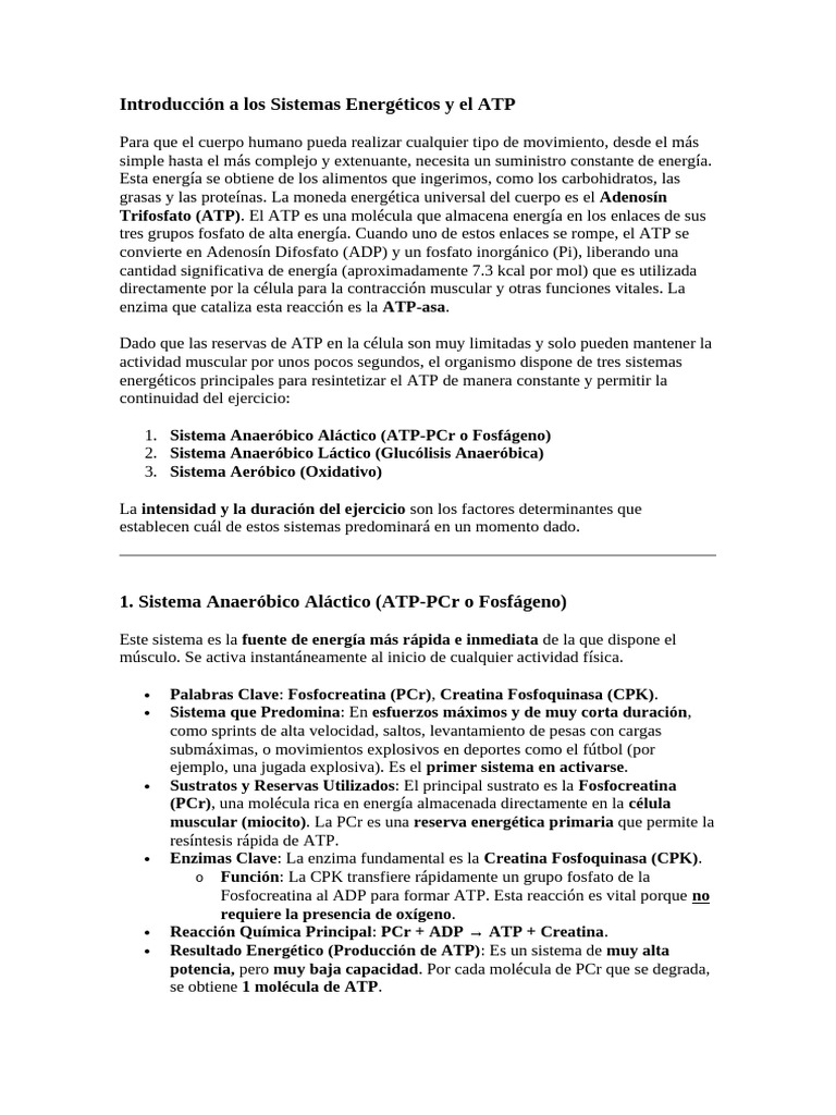 Sistemas Energéticos y Producción de ATP | PDF | Trifosfato de ...