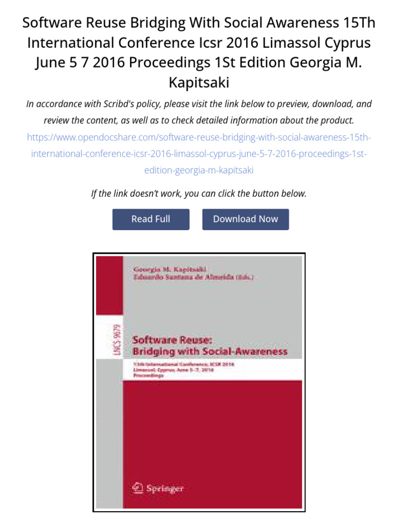 Software Reuse Bridging with Social Awareness 15th International ...