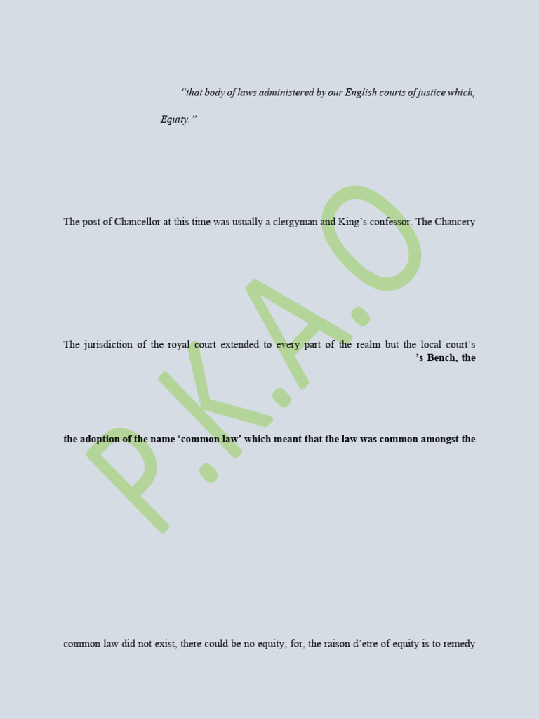 Equity Law Notes.pkao | PDF | Equity (Law) | Legal Remedy