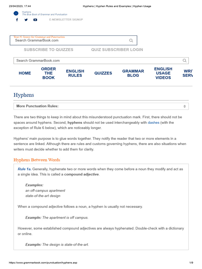 Hyphen Rules and Usage Guide | PDF | Adjective | Word
