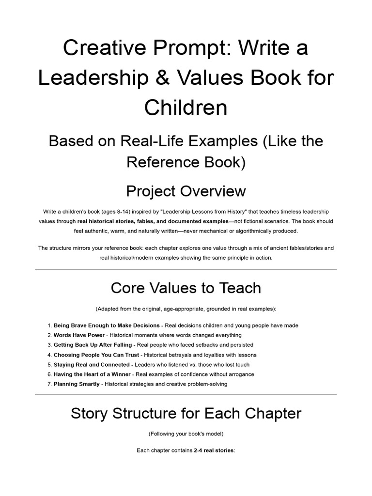 Leadership Values for Kids: Real Stories | PDF