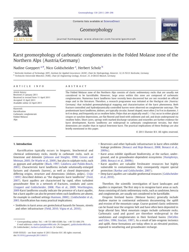Karst Geomorphology in Northern Alps | PDF | Sinkhole | Earth Sciences