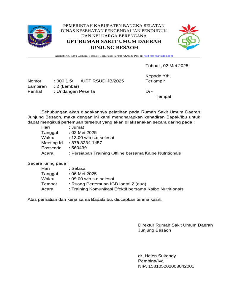 Undangan Dan Daftar Peserta Training KE Ok | PDF