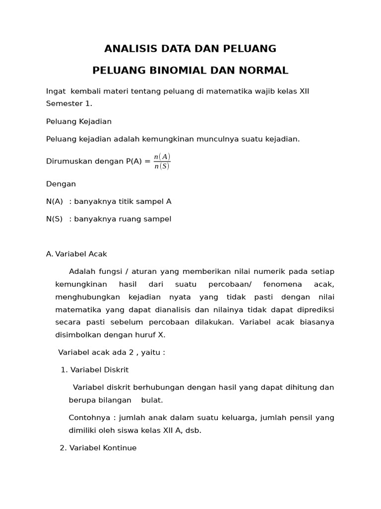Peluang Binomial dan Variabel Acak | PDF