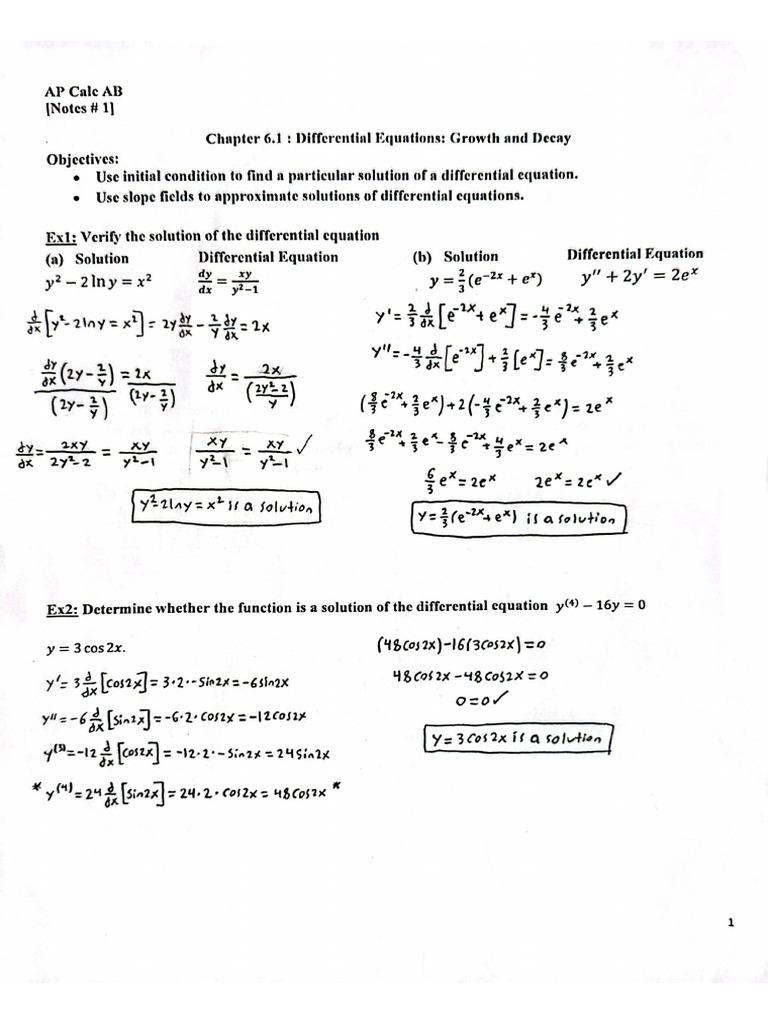 Chapter 6 - Differential Equations (Unit 7 From Calc BC Units) | PDF