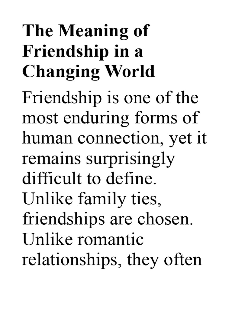 The Essence of Friendship Today | PDF | Friendship | Interpersonal ...